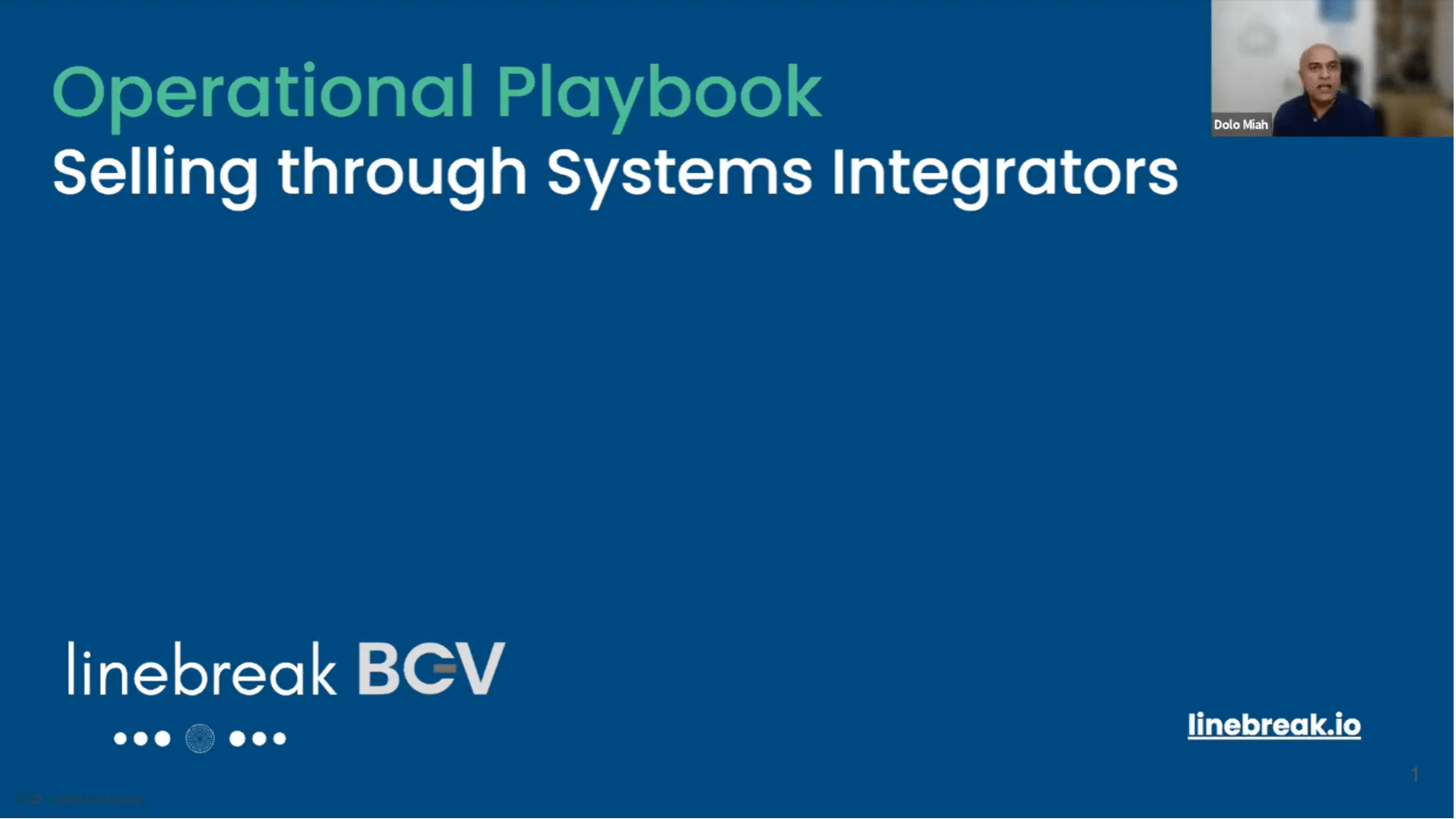 BGV Operational Playbook - Selling Through System Integrators - BGV